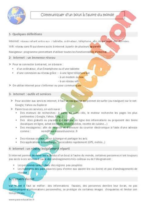 Communiquer D Un Bout à L Autre Du Monde Cm2 Leçon Par Pass Free Hot