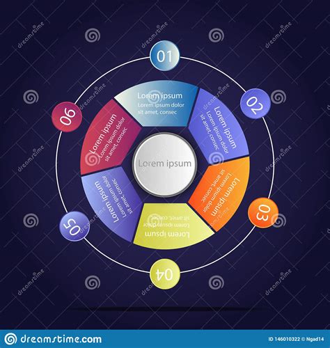Business Data Infographic Process Chart With 6 Steps Vector And