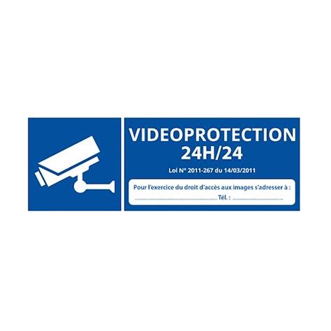 Panneau d information Vidéoprotection 24H 24 297 x 105 mm PVC