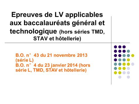 Epreuves de LV applicables aux baccalauréats général et technologique