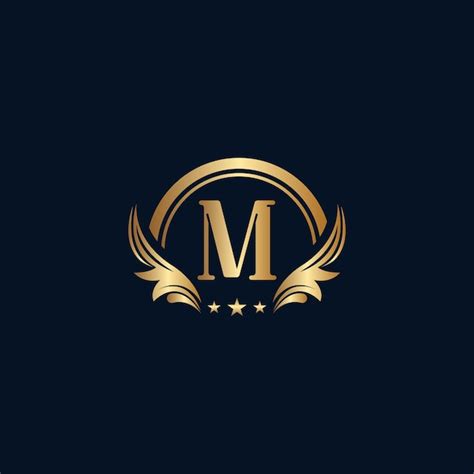 Logotipo De La Letra M De Lujo Estrella De Oro Real Vector Premium