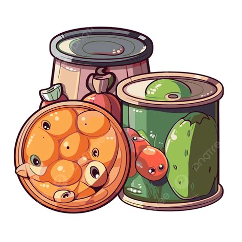Cartoon Cans And Fruits Cartoon Vector Illustration Snftes Clipart