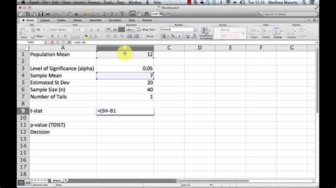 how to use the tdist function in excel tdist formula youtube