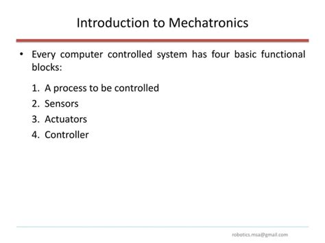 introduction to mechatronics