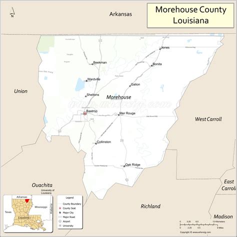 Morehouse Parish Map Louisiana Where Is Located Cities Population