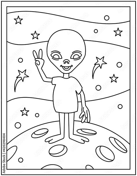 Alien Coloring Page Vector Of Space Avatar Stock Vector Adobe Stock