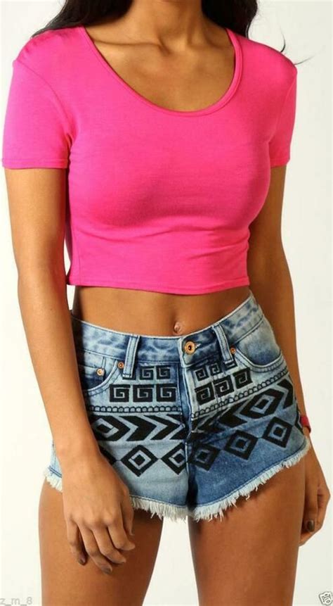 Womens Ladies Short Sleeve Crop Top T Shirt Vest Round Neck Stretch Plain Ebay Short Sleeve