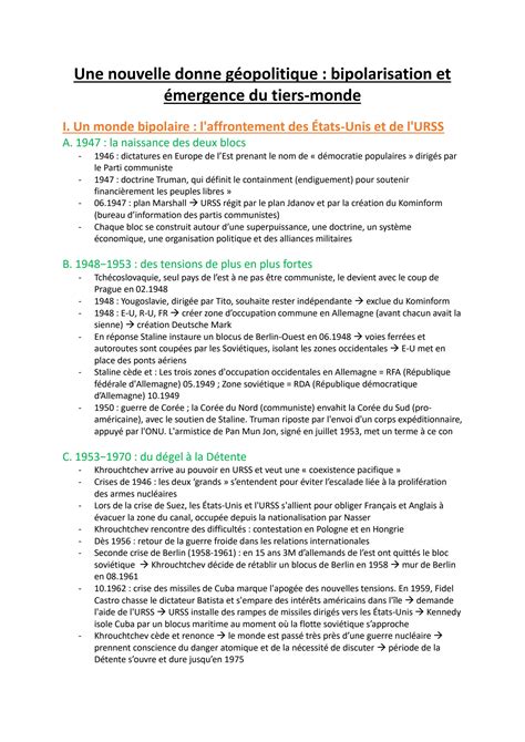 SOLUTION Une Nouvelle Donne G Opolitique Bipolarisation Et Mergence Du