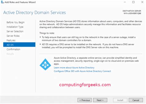install active directory domain services in windows server 2019 computingforgeeks