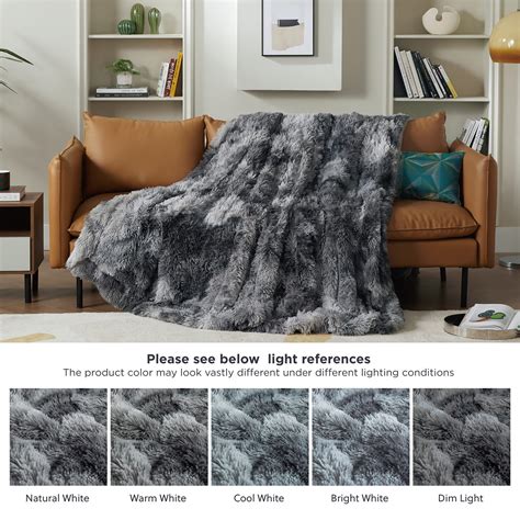 Buy Bedsure Faux Fur Throw Blanket Grey Tie Dye Fuzzy Fluffy Super