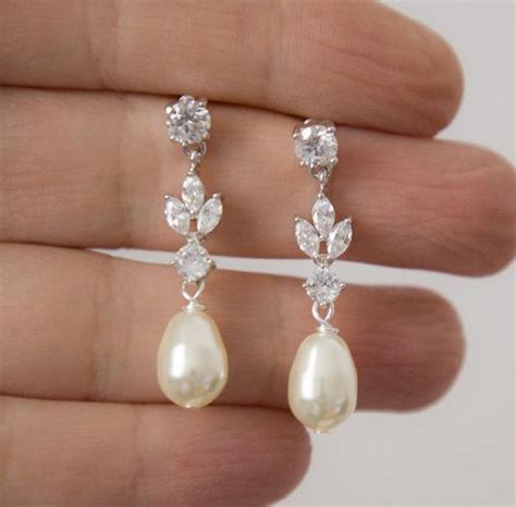 Boucles Doreilles Mariage Perles Swarovski Et Cristal Zircon Katinka