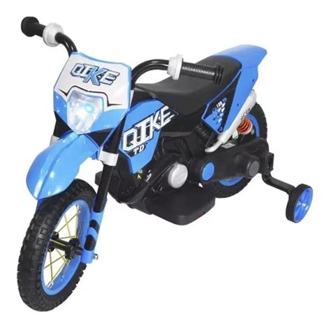 Mini Moto Cross Infantil Elétrica Azul Menino 6v Motocross
