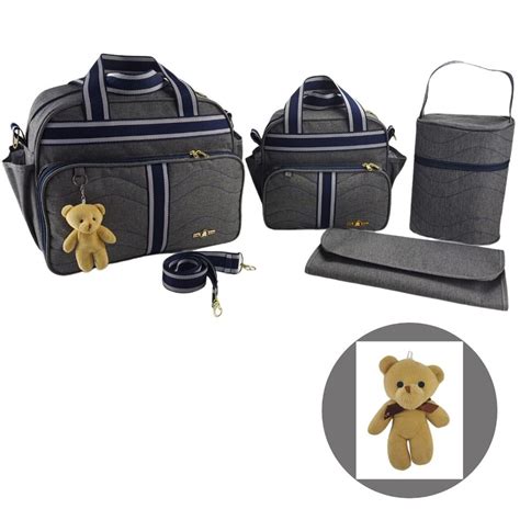 Kit Bolsa Maternidade Completo 4 Peças Faixa Luxo MadeiraMadeira