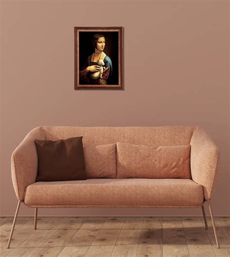 Obraz w drewnianej ramie 30x40 cm Dama z łasiczką Leonardo da Vinci