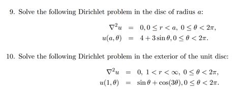 solved 9 solve the following dirichlet problem in the disc