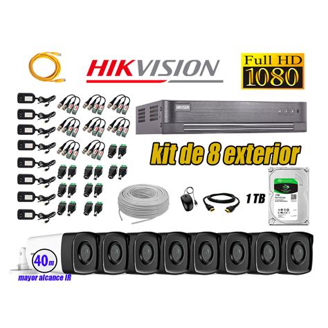 Ripley HIKVISION CÁMARAS DE SEGURIDAD KIT 8 EXTERIOR IT3F FULL HD