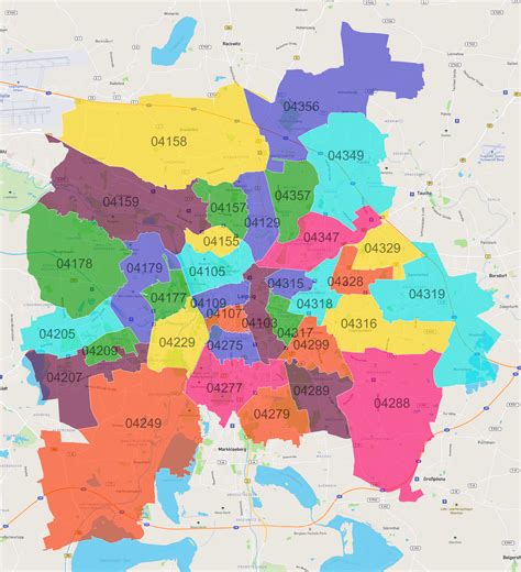 Leipzig Postleitzahlen Karte AtlasBig