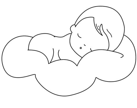 Beb Dormindo Na Nuvem Para Colorir Imprimir E Desenhar Colorir Me