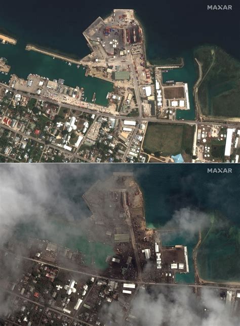 Imagens de satélite mostram destruição causada por vulcão em Tonga