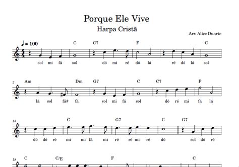 Porque Ele Vive Harpa Crist Partitura Facilitada Em D Maior