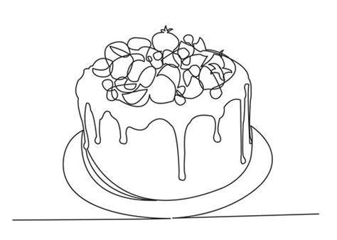 Imágenes de Cake Continuous Line descubre bancos de fotos