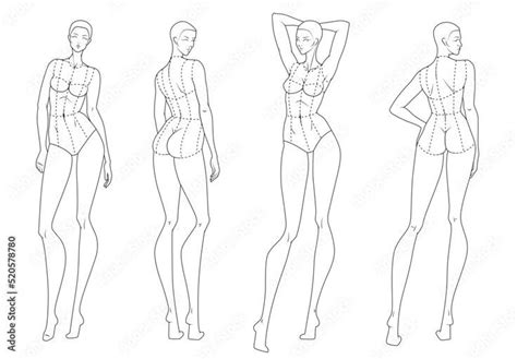 Fashion Template Womans Silhouette Croquis Template Clothing Sketch