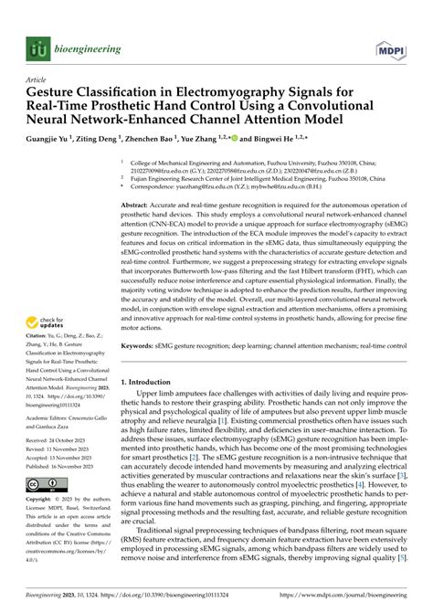 pdf gesture classification in electromyography signals for real time prosthetic hand control