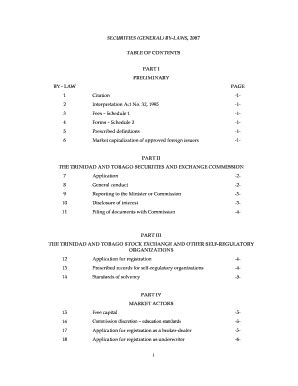 Fillable Online Ttsec Org SECURITIES GENERAL BY LAWS 2007 TABLE OF