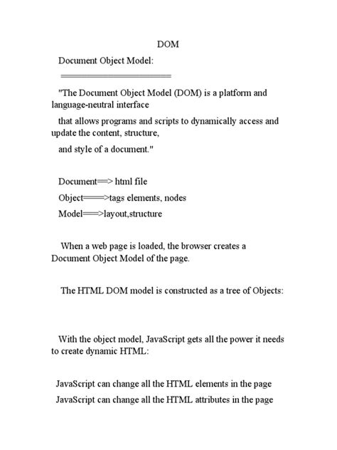 dom notes download free pdf document object model java script
