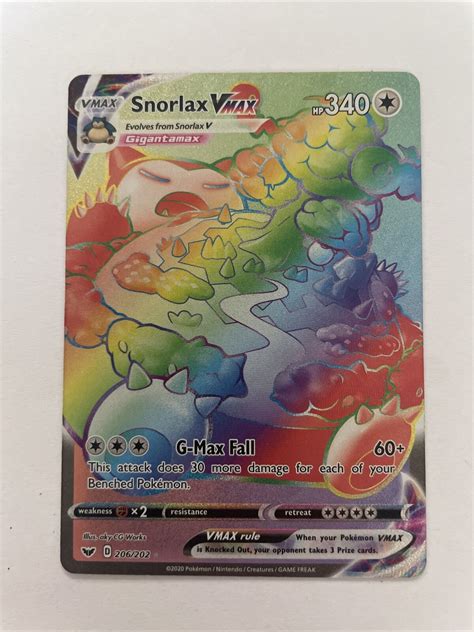 Pokemon Snorlax Vmax Rainbow Rare Full Art Values Mavin