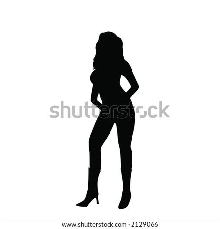 Slim Sexy Woman Vector Silhouette Tall Stock Vector