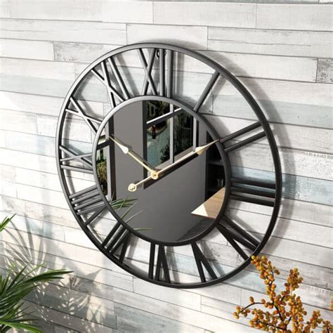 Horloge murale ronde noire en fer forgé style européen Ma Petite