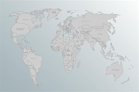 Papel de mapa do mundo mapa político do mundo em um fundo cinza Vetor