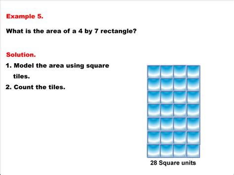 math example area and perimeter rectangle area with tiles example 5 media4math