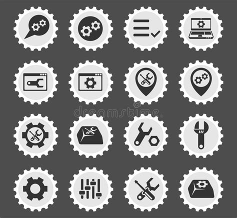 Sistema Del Icono De Los Ajustes Ilustración del Vector Ilustración