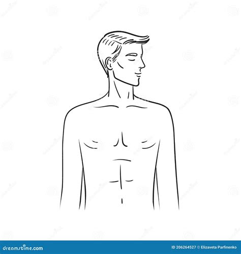 Silhueta Linear Masculina Isolada Em Um Homem Branco De Fundo E Bonito