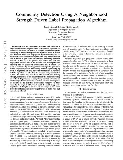 pdf community detection using a neighborhood strength driven label propagation algorithm