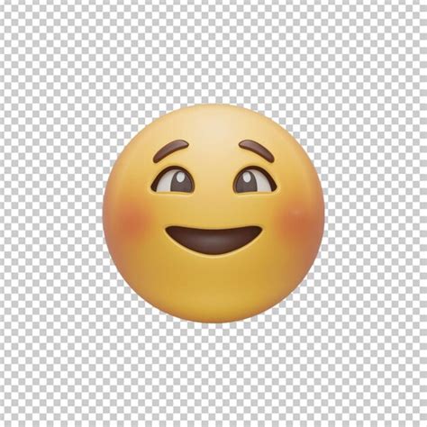 D Relieved Face Emoji With A Slight Smile Isolated On Transparent
