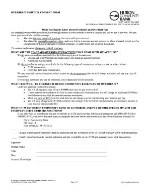 Fillable Online OVERDRAFT SERVICES CONSENT FORM Fax Email Print PdfFiller