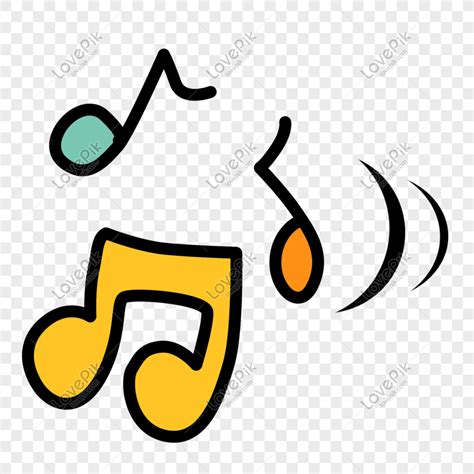 Dibujado A Mano Dibujos Animados Coloridas Notas Musicales PNG Imágenes