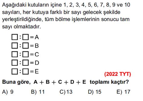 TYT 2022 Temel Kavramlar Sayılar Çıkmış Sınav Soruları