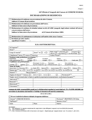 Compilabile Online Comunediruda DICHIARAZIONE DI RESIDENZA