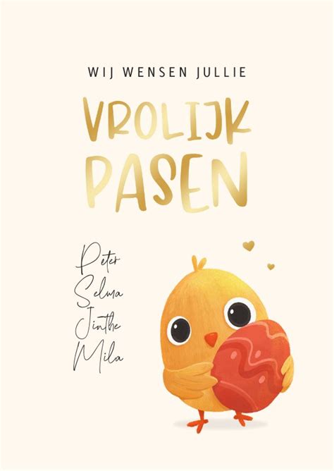 Paaskaart Vrolijk Pasen Kuikens Grappig Lief Kaartje2go