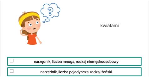 Interaktywny Quiz test Nieodmienne części mowy dla uczniów klasy 5