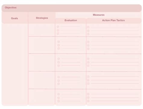 Goals Objectives Strategies Tactics Template Prntbl