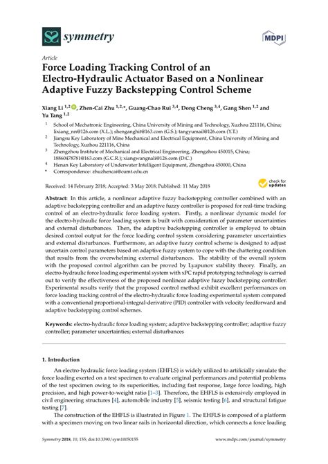 pdf force loading tracking control of an electro hydraulic actuator based on a nonlinear