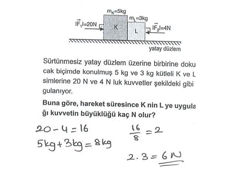 9 Sınıf Kuvvet ve Hareket Çözümlü Sorular 16