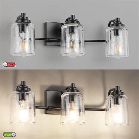 SOLFART Luces de baño de 3 luces sobre espejo luces negras de tocador