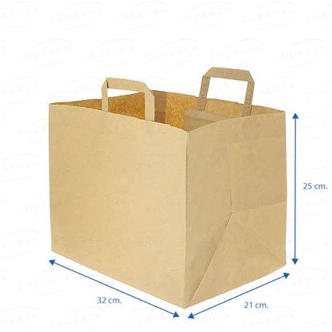 Bolsa De Asa Plana Interior De Papel Color Kraft 32 21 X 25 Cm