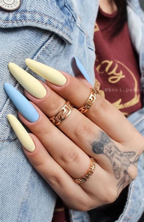 Gorgeous Nail Designs To Celebrate The Season Pastel Blue Yellow Nails